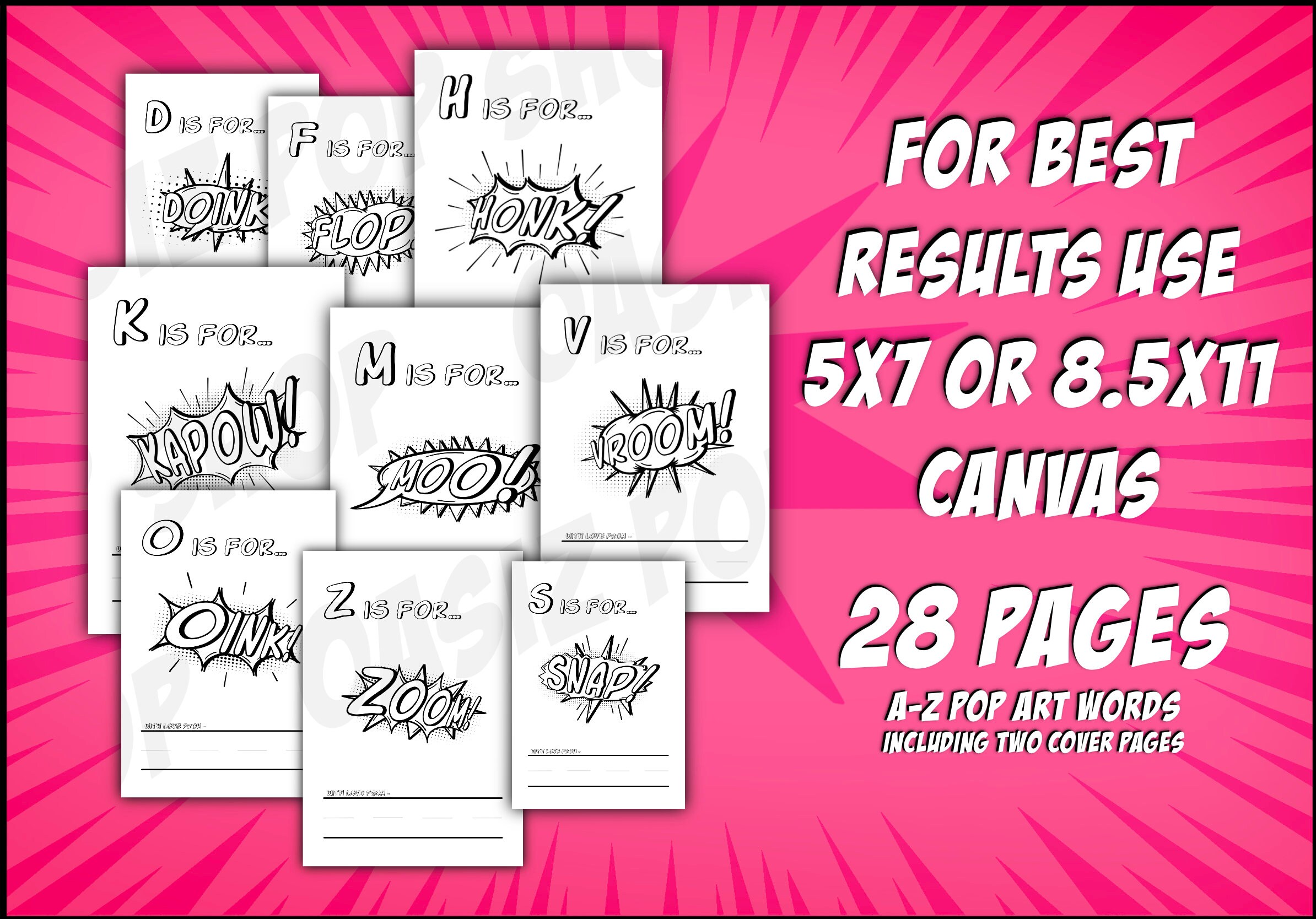 ABC Pop Art Coloring Book for Baby Shower Games / Shower Activity ...