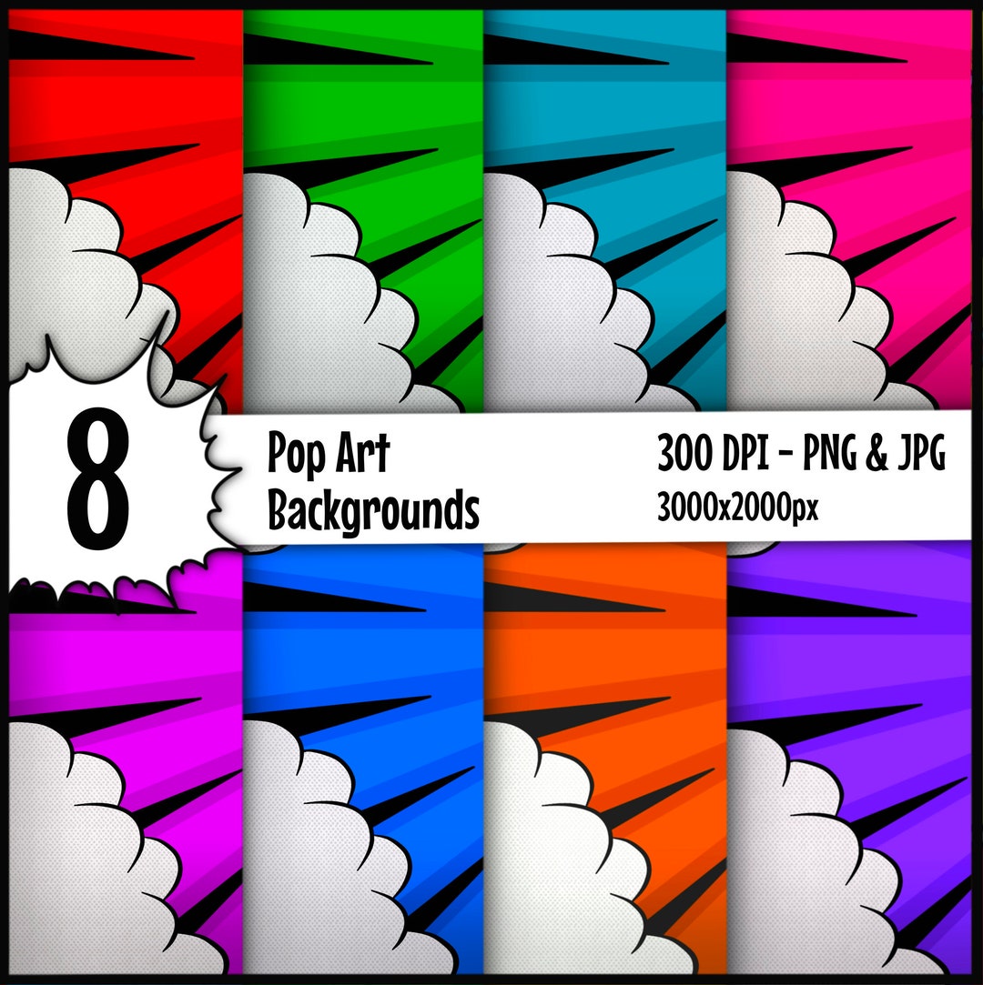 Comic Pop Art Background Wallpaper - Digital Paper - Colorful Cartoon ...