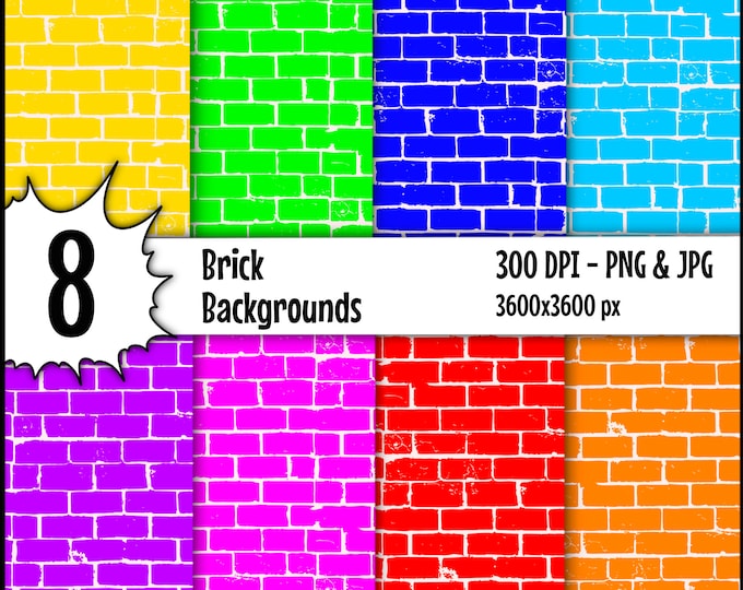 Brick Digital Paper, Brick Background, Distressed Brick, Brick Paper ...