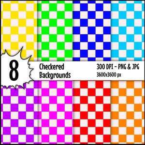 Checkerboard Wallpaper, Checkered Color Background Digital Paper ...