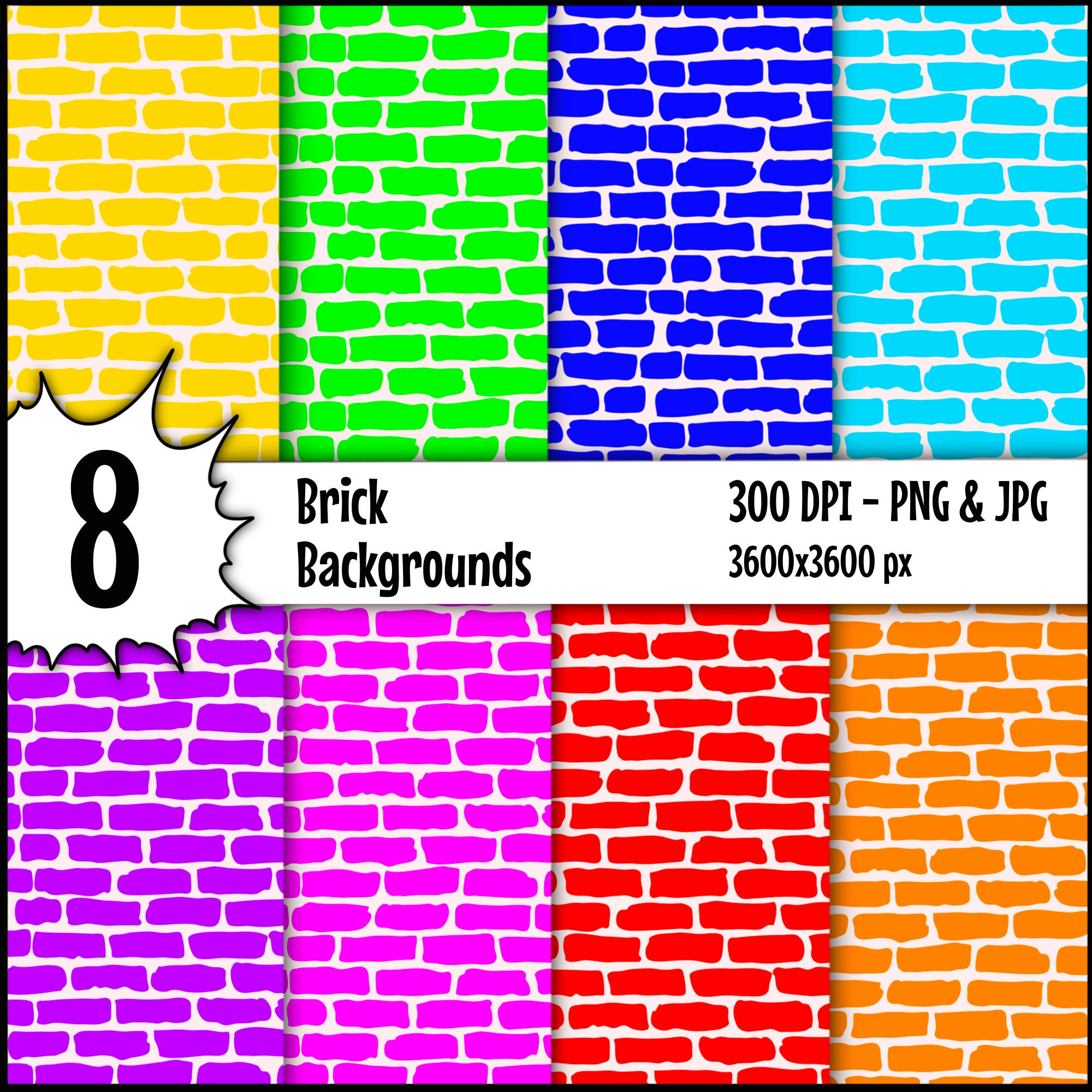Brick Digital Paper, Brick Background, Distressed Brick, Brick Paper ...