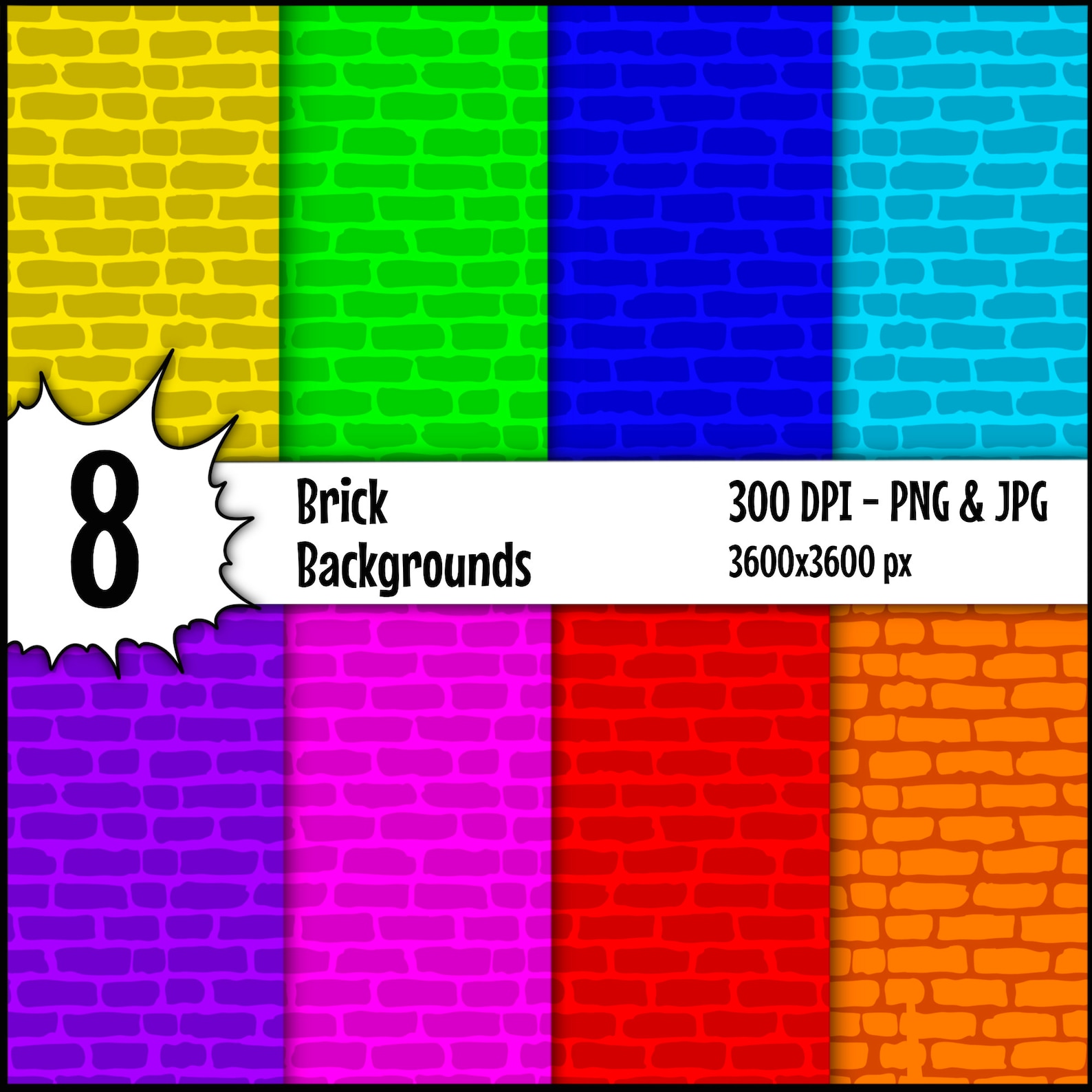 Brick Digital Paper, Brick Background, Distressed Brick, Brick Paper ...