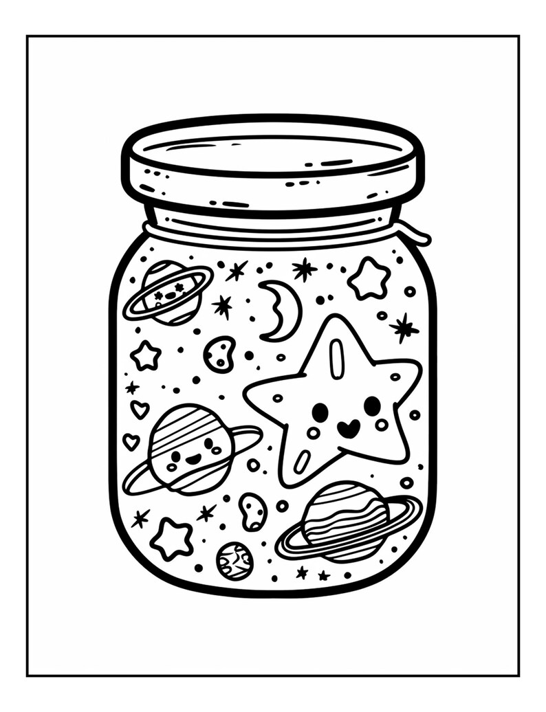 Coloring Pages - 100 Cute Kawaii in A Jar Coloring Adult and Kid ...
