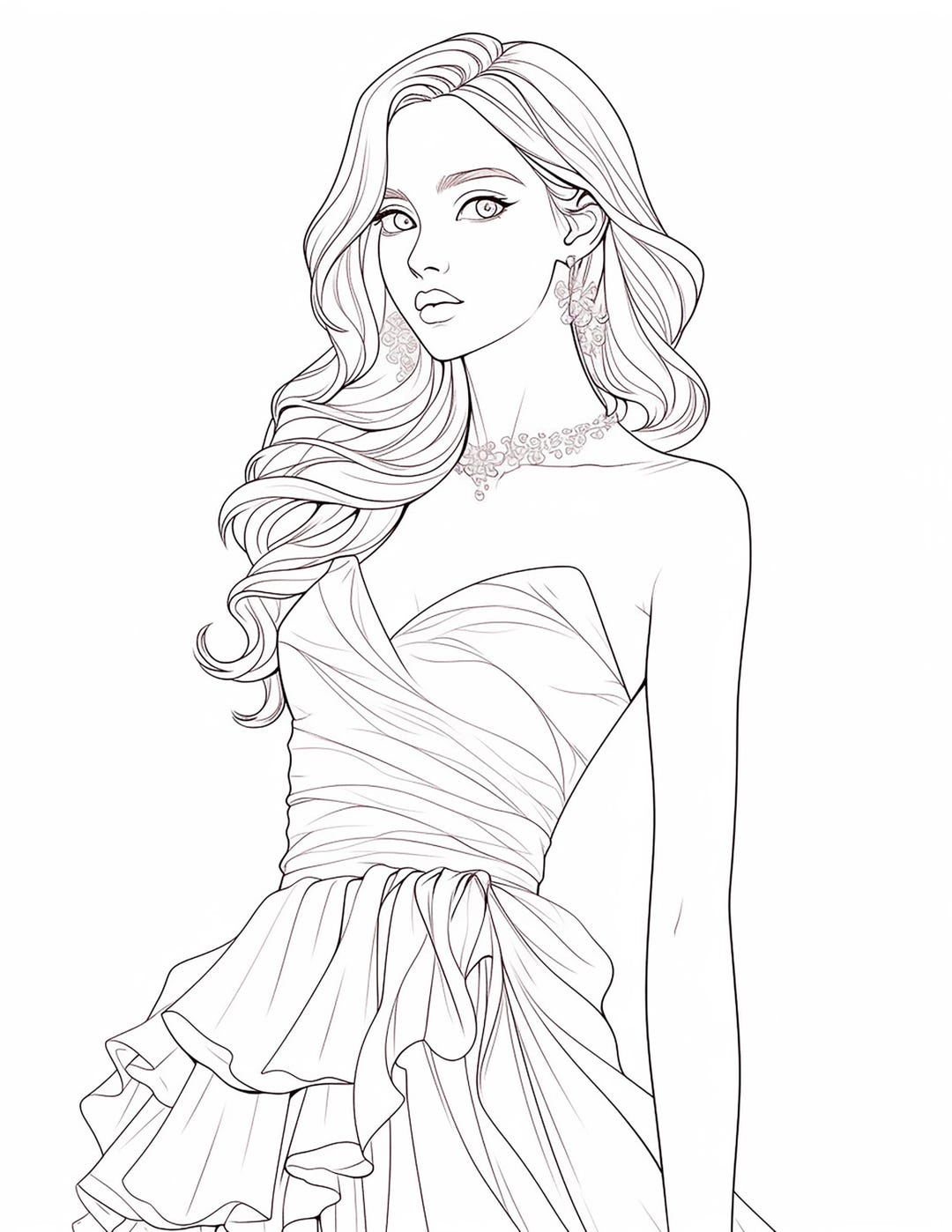 Coloring Pages - 100 Fashion Girl Pages Adult and Kid Coloring ...
