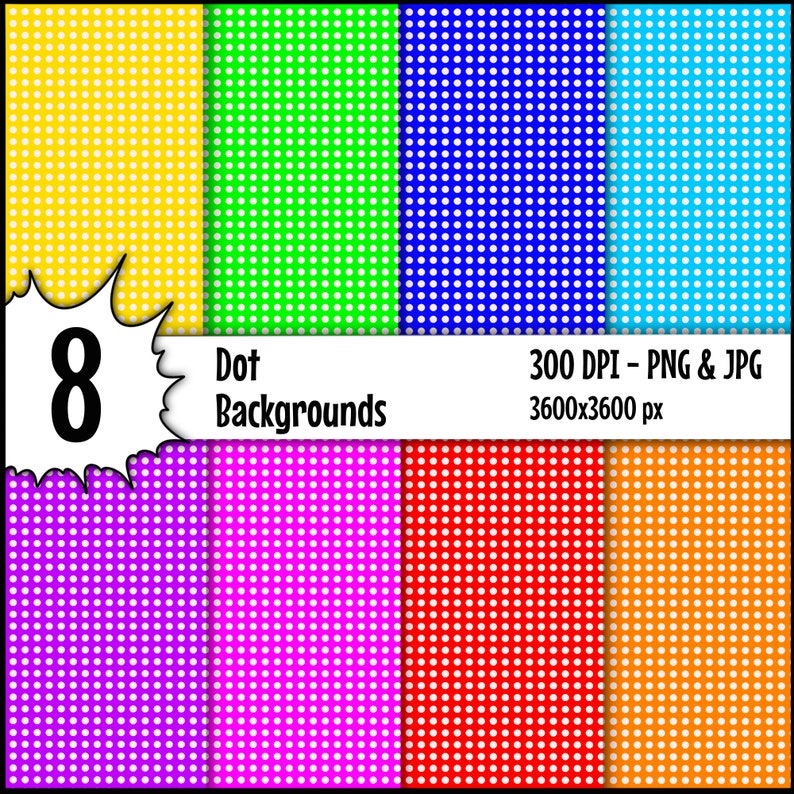 Bold Rainbow Polka Dot Pattern Digital Paper, Scattered Dot ...