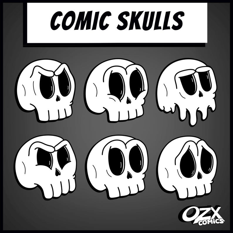 Skull Comic Icons PNG / Book Icons, Props Printable, Superhero Birthday ...