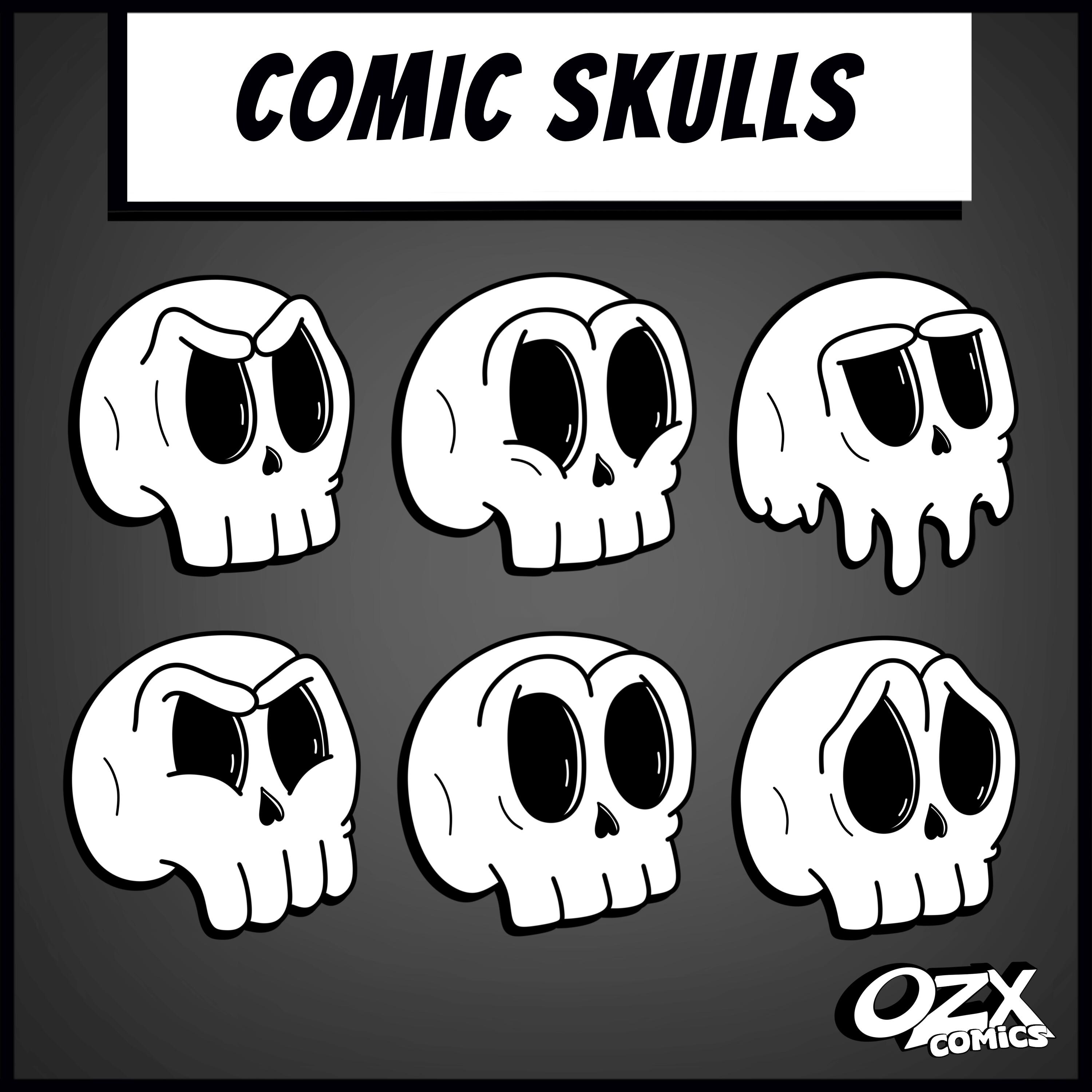 Skull Comic Icons PNG / Book Icons, Props Printable, Superhero Birthday ...