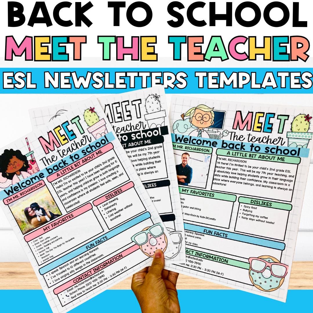 Editable ESL Meet the Teacher: Back to School Night Handout-form for ...