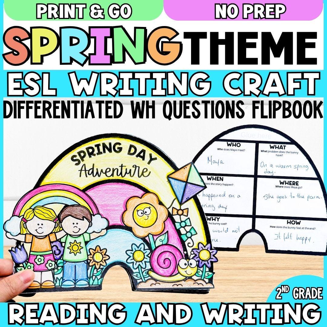 Spring Rainbow Craft-esl WH Questions-reading-bulletin Board Flipbook ...