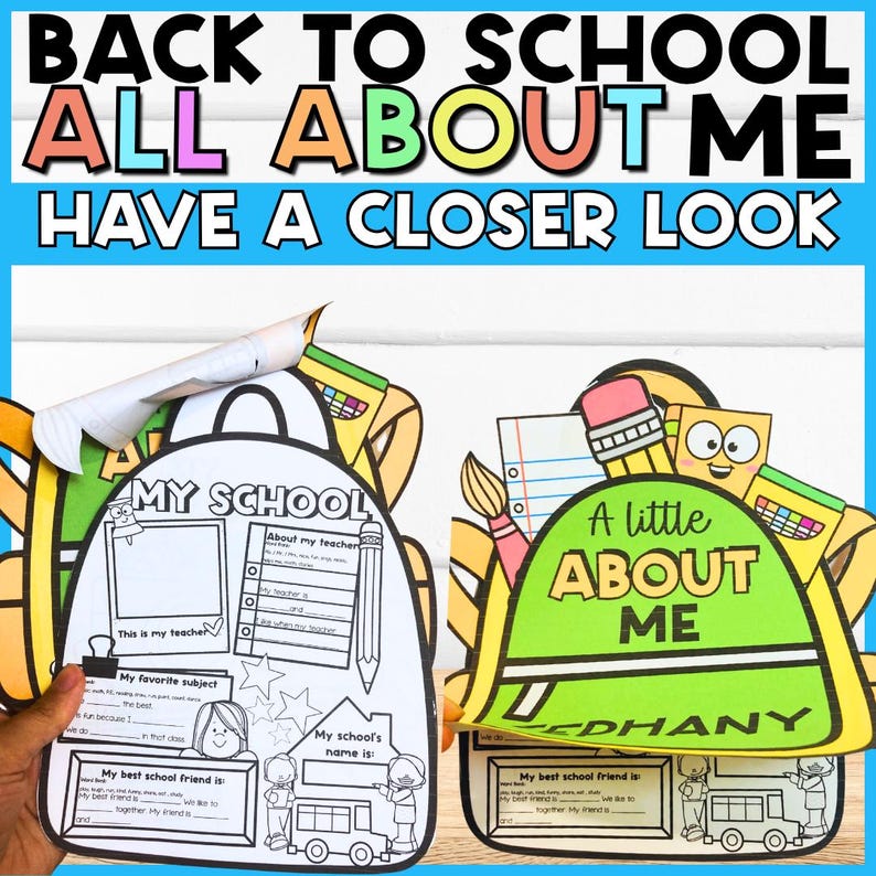ESL Back to School Backpack Writing Craft-all About Me Differentiated ...
