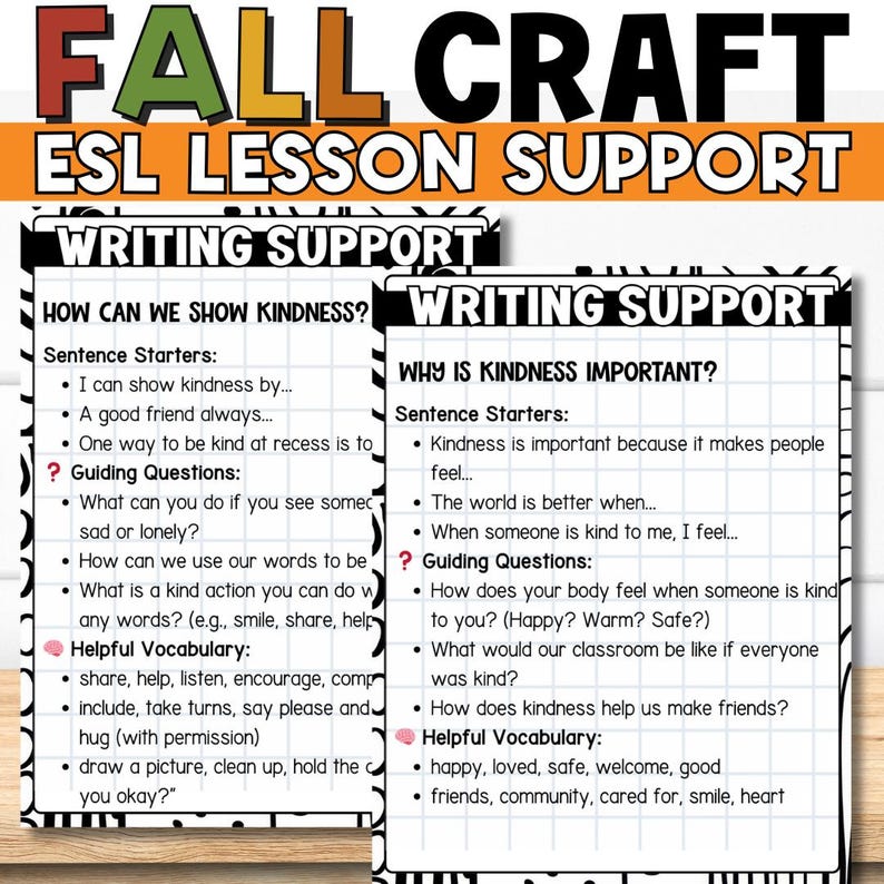 Fall ESL Kindness Writing Craft-pumpkin Spice Latte Autumn Bulletin ...
