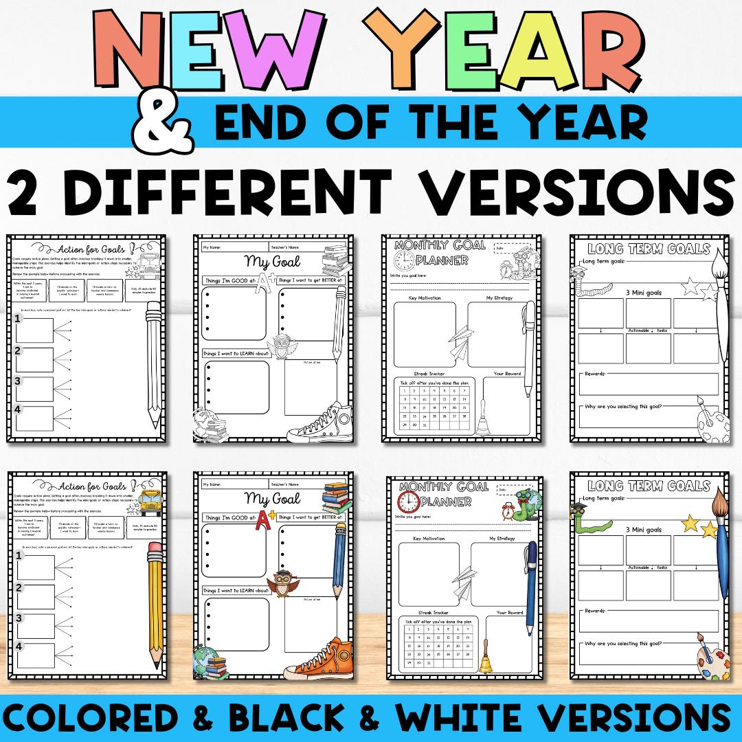 SMART Goal Setting Worksheets, New Year - End of Year Planner, Editable ...