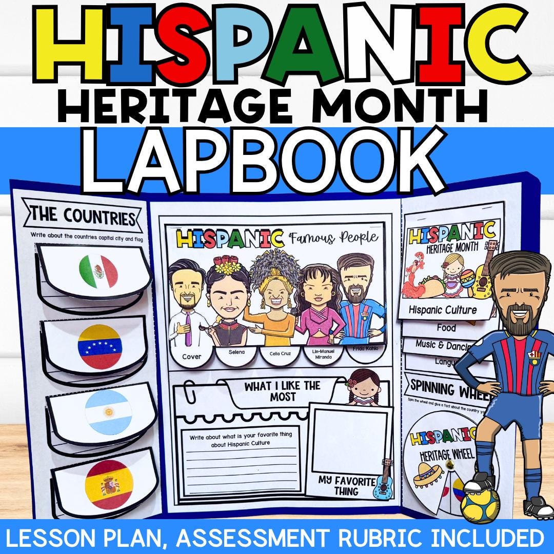 Hispanic Heritage Month Lapbook: ESL Project, Grades 2-5 (printable ...