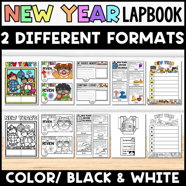 New Year Lapbook-esl Social Studies Holidays Scaffolded Writing Craft ...