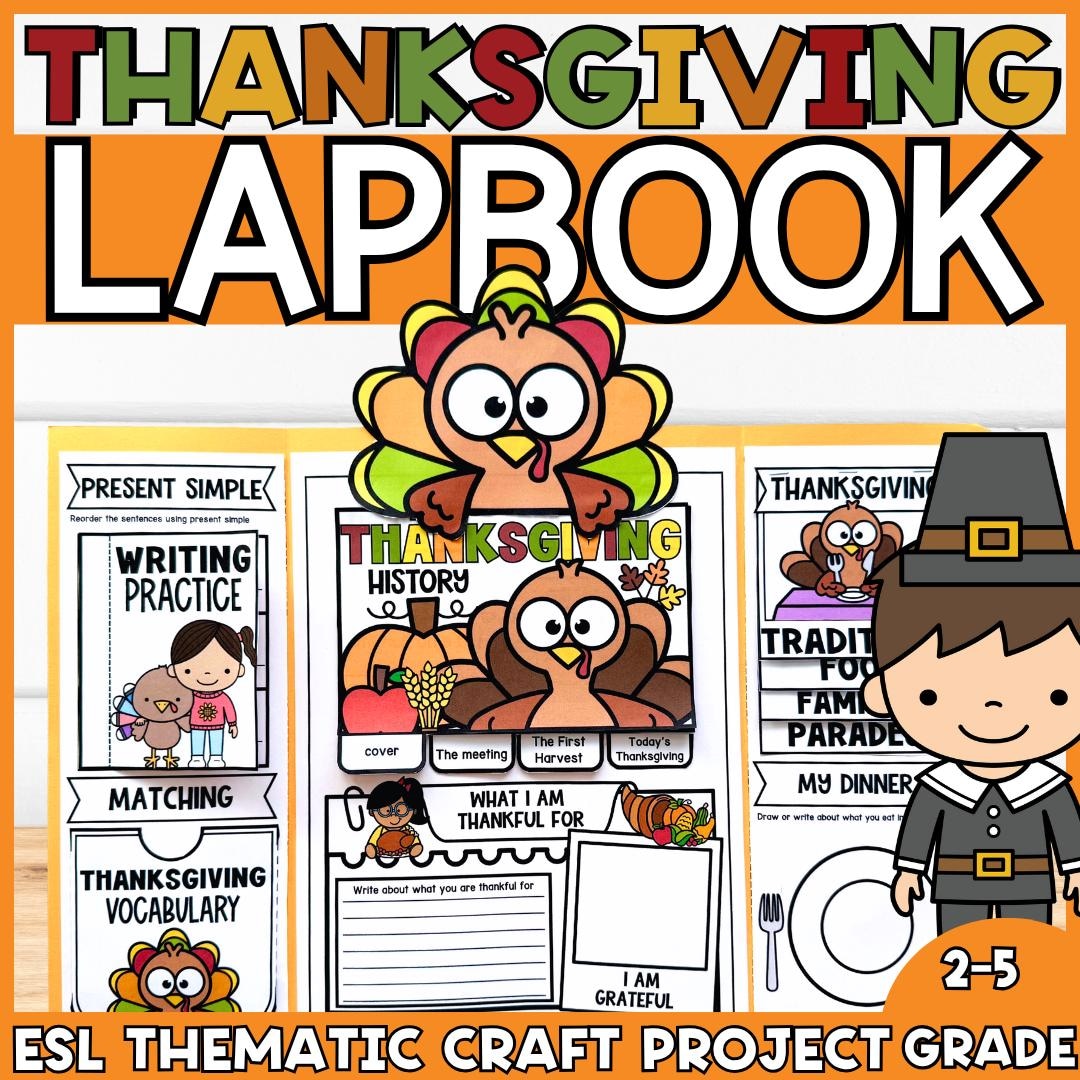 Thanksgiving Lapbook-esl Social Studies Scaffolded Fall Writing Craft ...