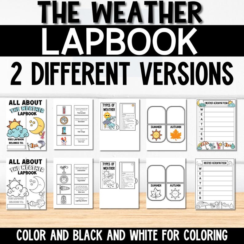 Interactive Weather Lapbook Craft- Science & ESL ELL Elementary ...