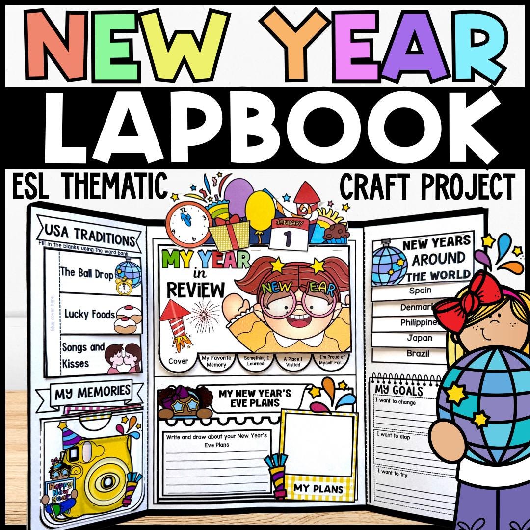 New Year Lapbook-esl Social Studies Holidays Scaffolded Writing Craft ...