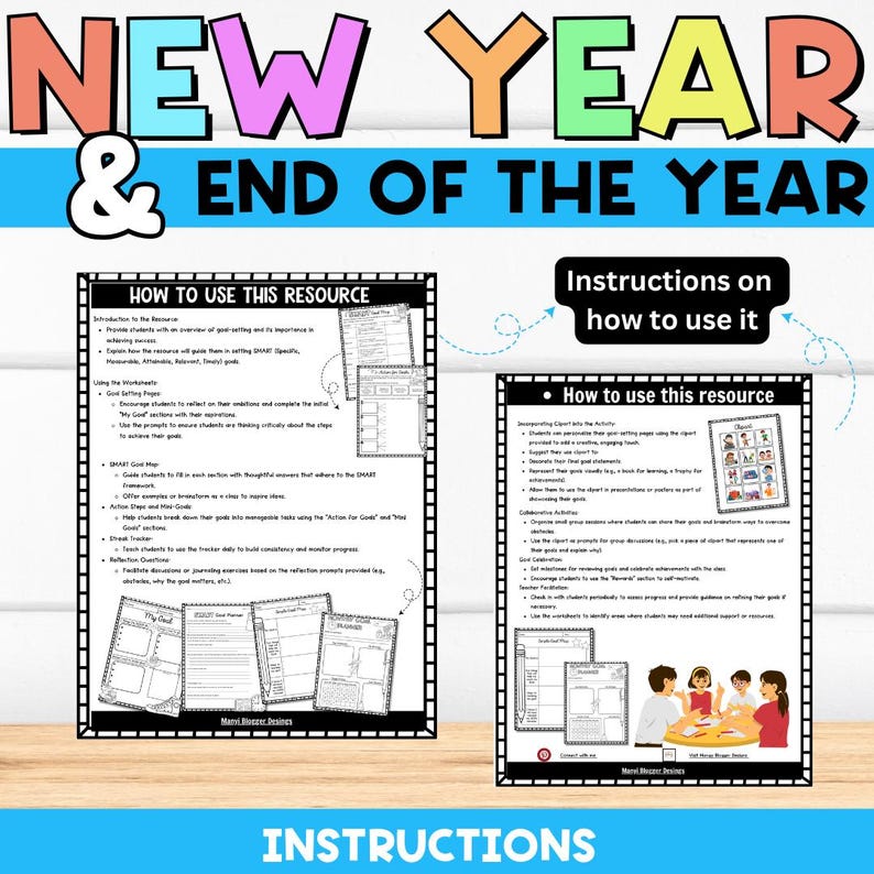 SMART Goal Setting Worksheets, New Year - End of Year Planner, Editable ...