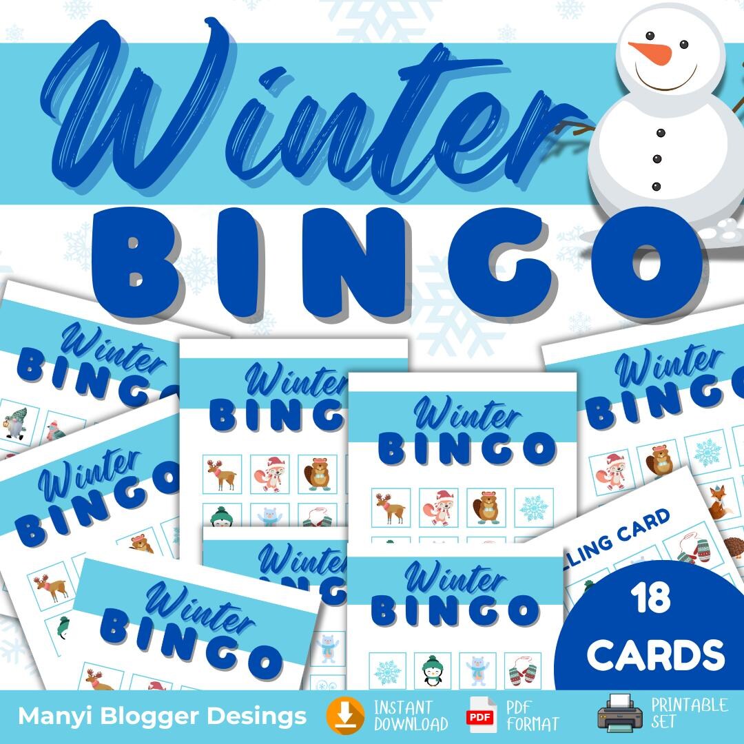 Winter Bingo Game for Kids winter Bingo Cards With Fun Winter Images - Etsy