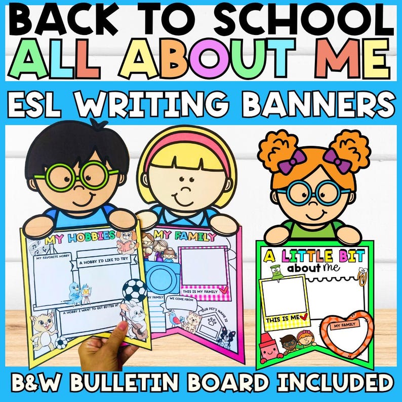 ESL All About Me Back to School Writing Craft–bulletin Board Banners ...