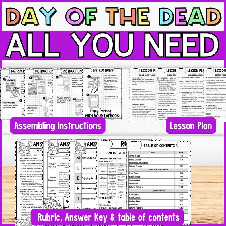 Dia De Muertos-day of the Dead Lapbook-esl Holiday Writing Craft Unit ...