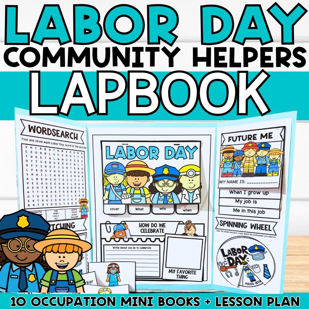 Interactive Labor Day Community Helpers Craft Lapbook, ESL Project ...
