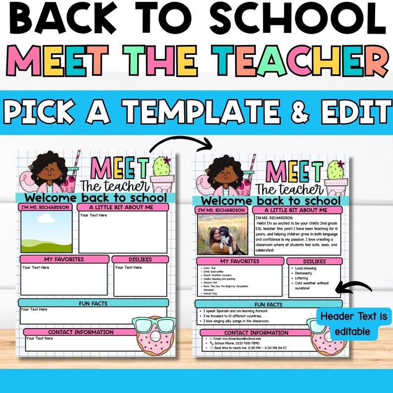 Editable ESL Meet the Teacher: Back to School Night Handout-form for ...