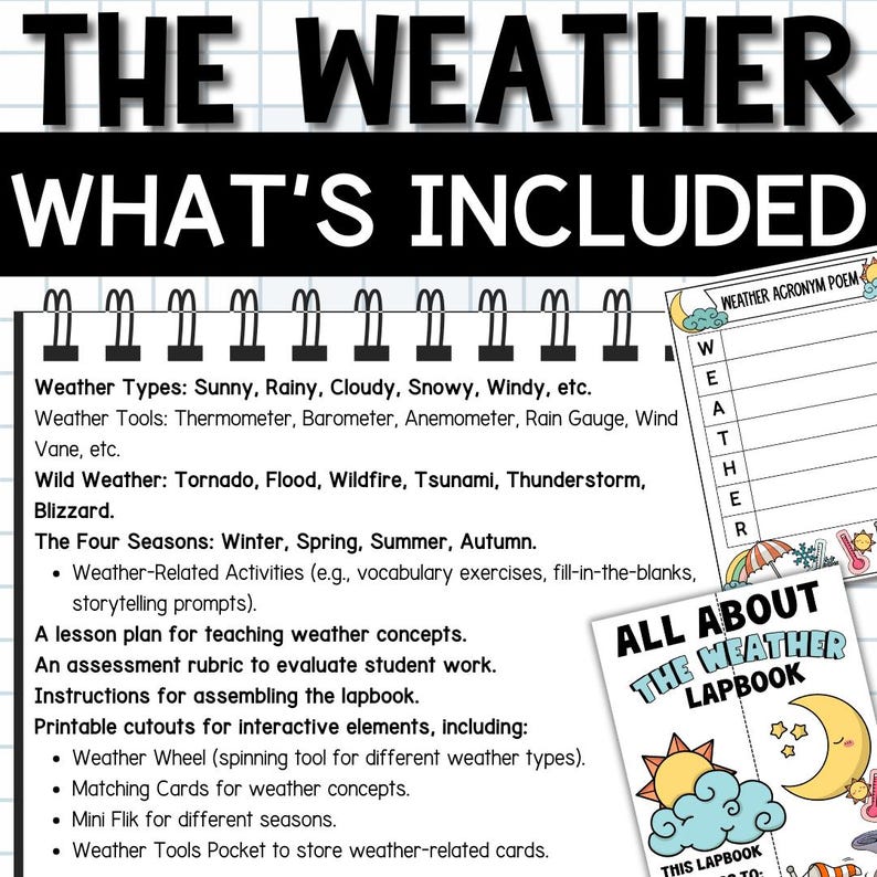 Interactive Weather Lapbook Craft- Science & ESL ELL Elementary ...