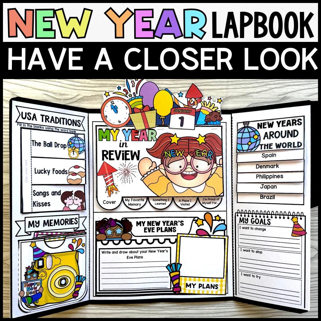 New Year Lapbook-esl Social Studies Holidays Scaffolded Writing Craft ...