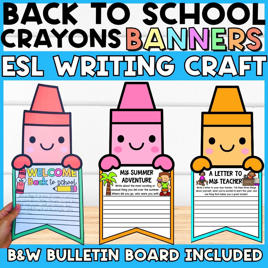 ESL Back to School Writing Craft, Bulletin Board Banner Pennants ...