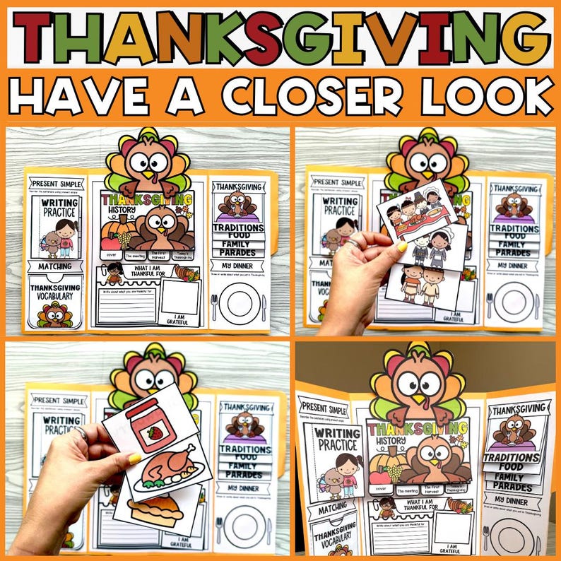 Thanksgiving Lapbook-esl Social Studies Scaffolded Fall Writing Craft ...