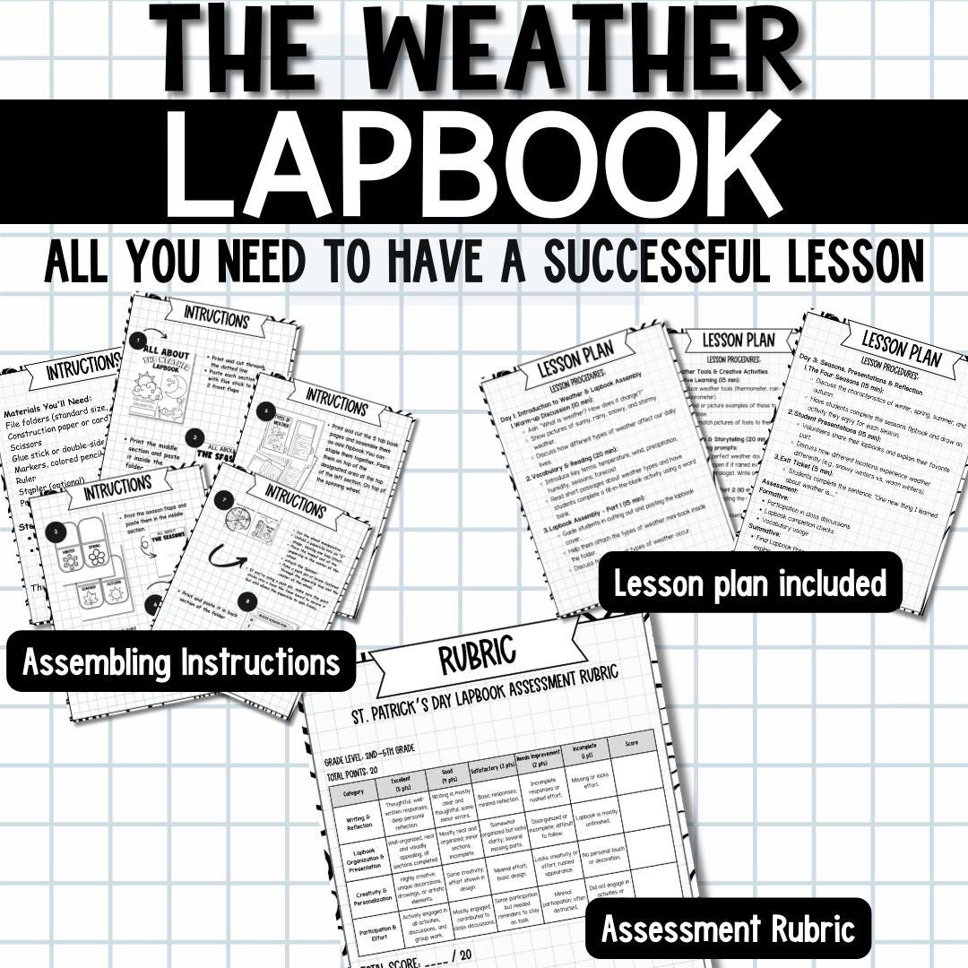 Interactive Weather Lapbook Craft- Science & ESL ELL Elementary ...