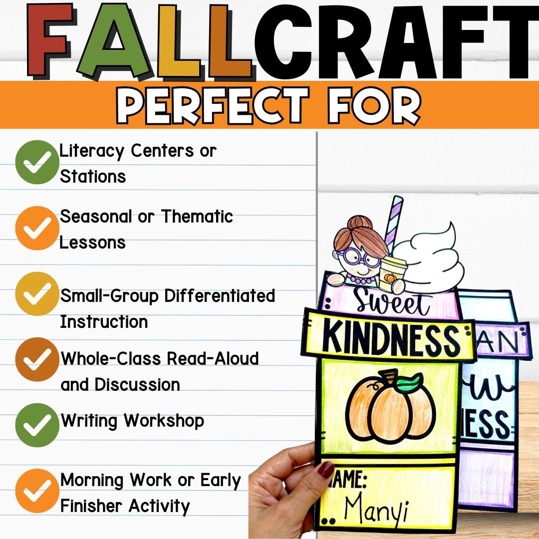 Fall ESL Kindness Writing Craft-pumpkin Spice Latte Autumn Bulletin ...
