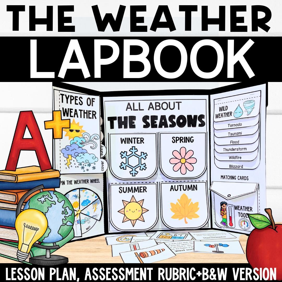 Interactive Weather Lapbook Craft- Science & ESL ELL Elementary ...