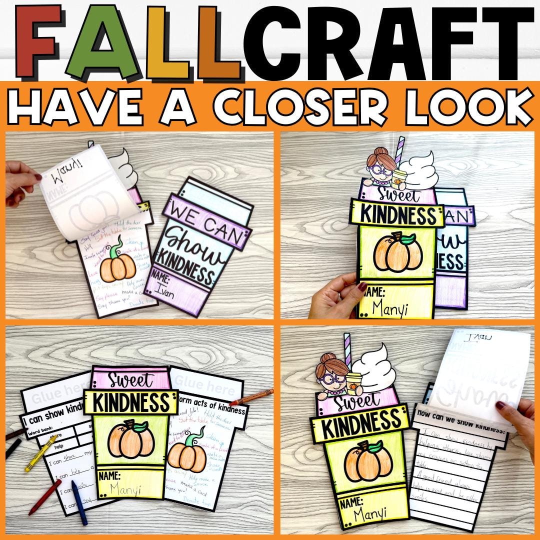 Fall ESL Kindness Writing Craft-pumpkin Spice Latte Autumn Bulletin ...