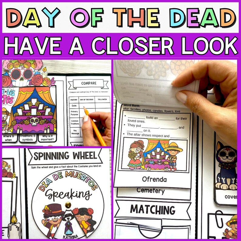 Dia De Muertos-day of the Dead Lapbook-esl Holiday Writing Craft Unit ...