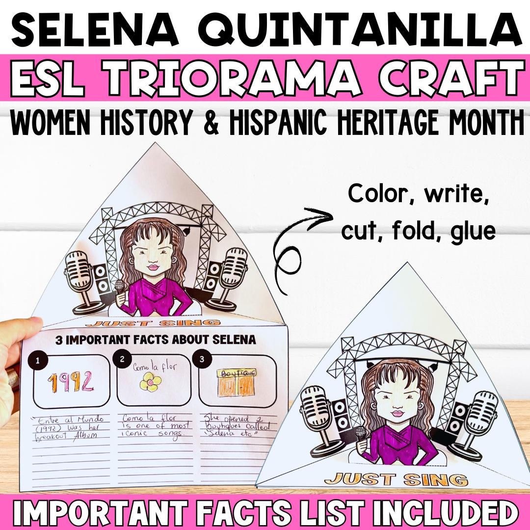 Selena Quintanilla Triorama Craft: Women's History Month Activity (PDF ...