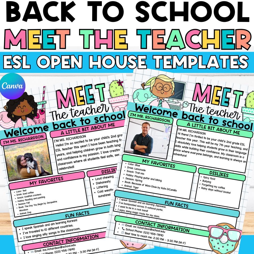 Editable ESL Meet the Teacher Template Back to School Night Open House ...