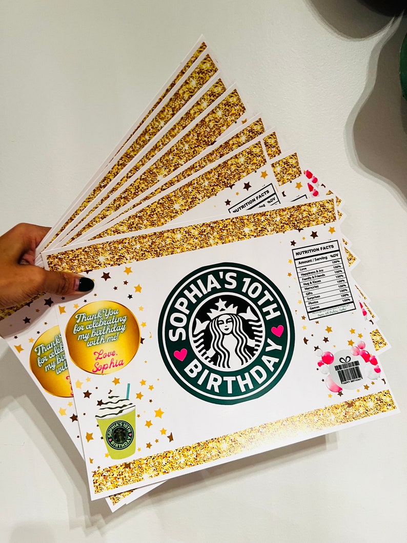 Digital Starbucks Themed Chip Bags, Starbucks Birthday, Printable Party ...