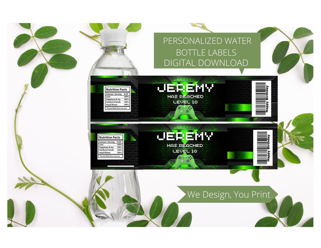 Digital Gamer Theme Water Bottle Labels, Digital Water Bottle Labels ...