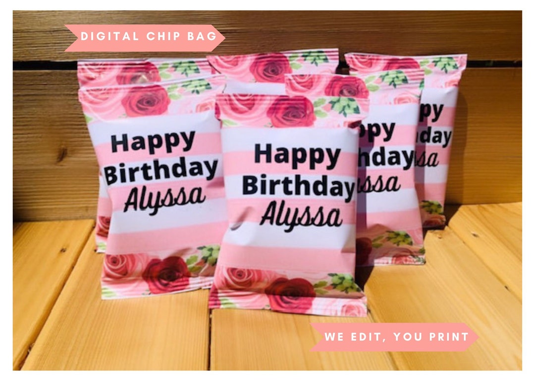 Digital Rose Themed Chip Bag, Digital Chip Bag, Personalized Chip Bag ...