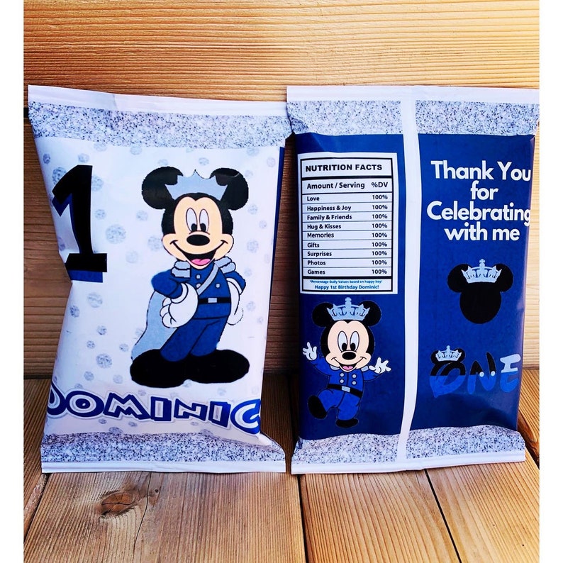 Digital Prince Mickey Themed Chip Bag/treat Bag, Prince Mickey Birthday ...
