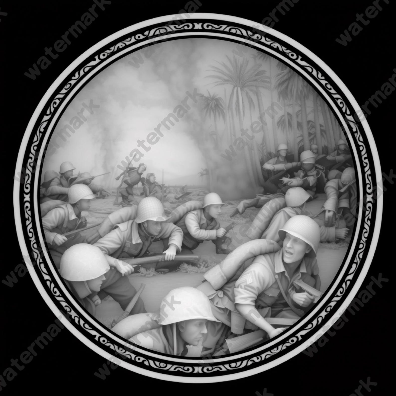 Tarawa Beach Invasion USMC Depth Map: 3D Laser Engraving File (PNG ...