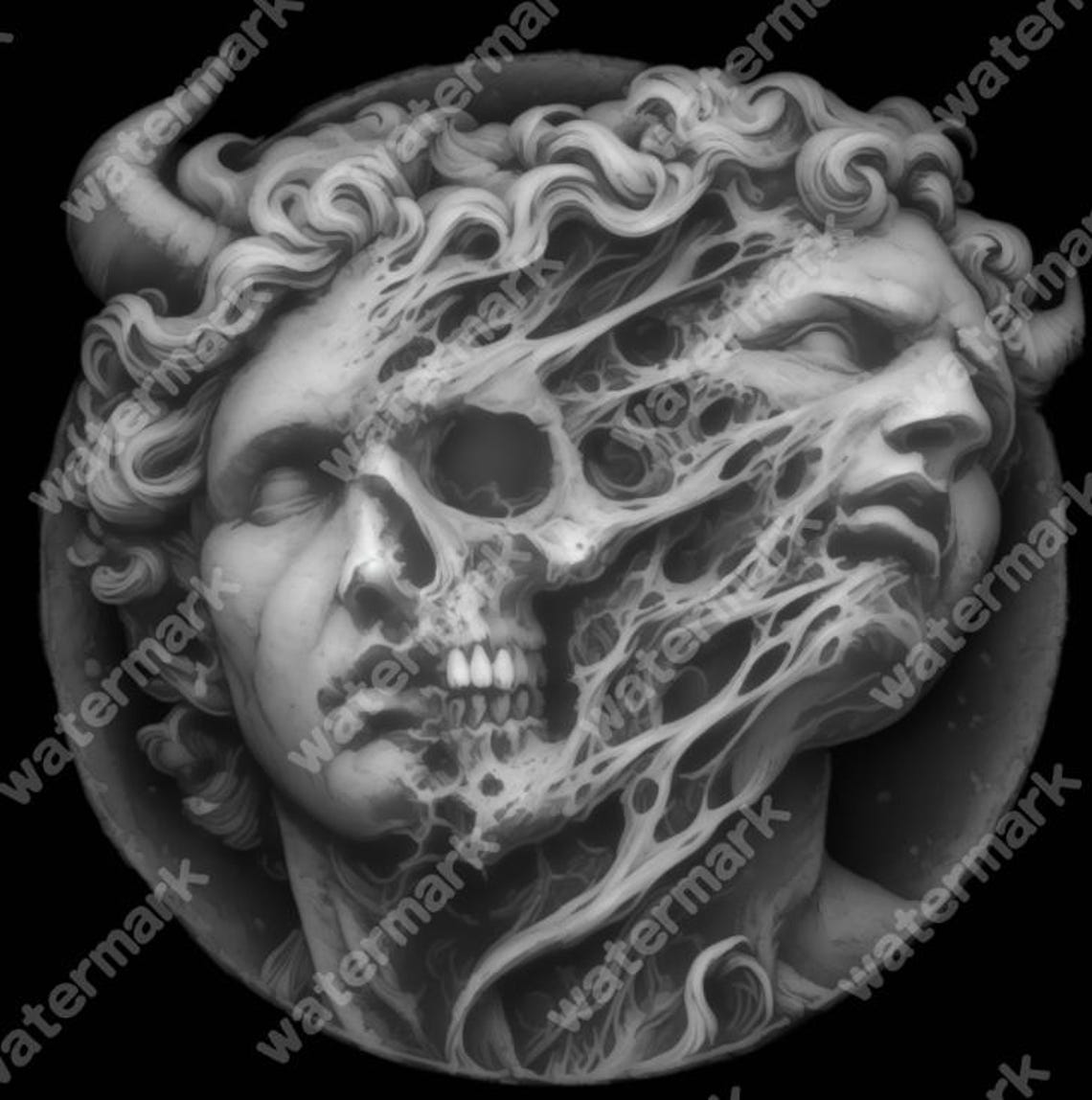Skull & Human Face Depth Map: 3D Laser Engraving File (PNG Digital ...