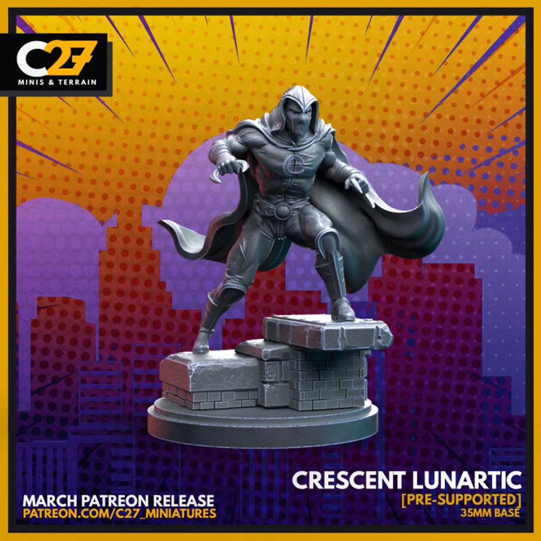 Moon Knight 40mm Scale Miniature | Crisis Protocol Proxy | C27 - Etsy