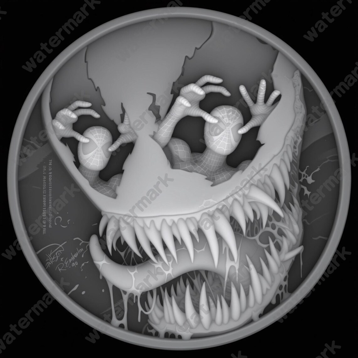 Venom Comic Book Cover Depth Map: 3D Laser Engraving File (PNG Digital ...