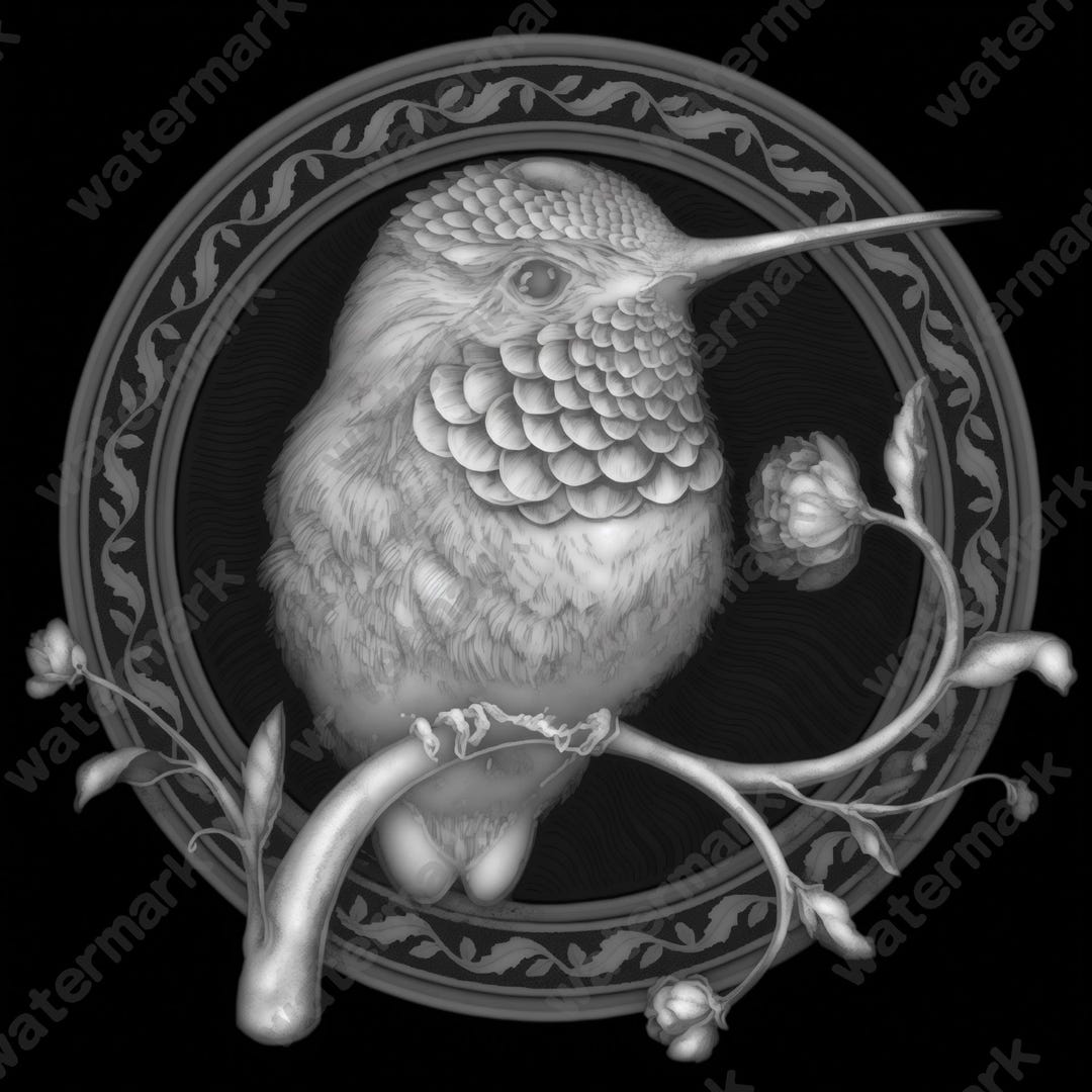 Hummingbird 3D Laser Engraving Depth Map - High-resolution PNG - Etsy UK