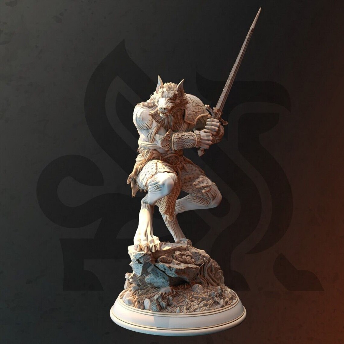 Werewolf Barbarian Fighter Lucian Grey Dnd Miniature - Etsy