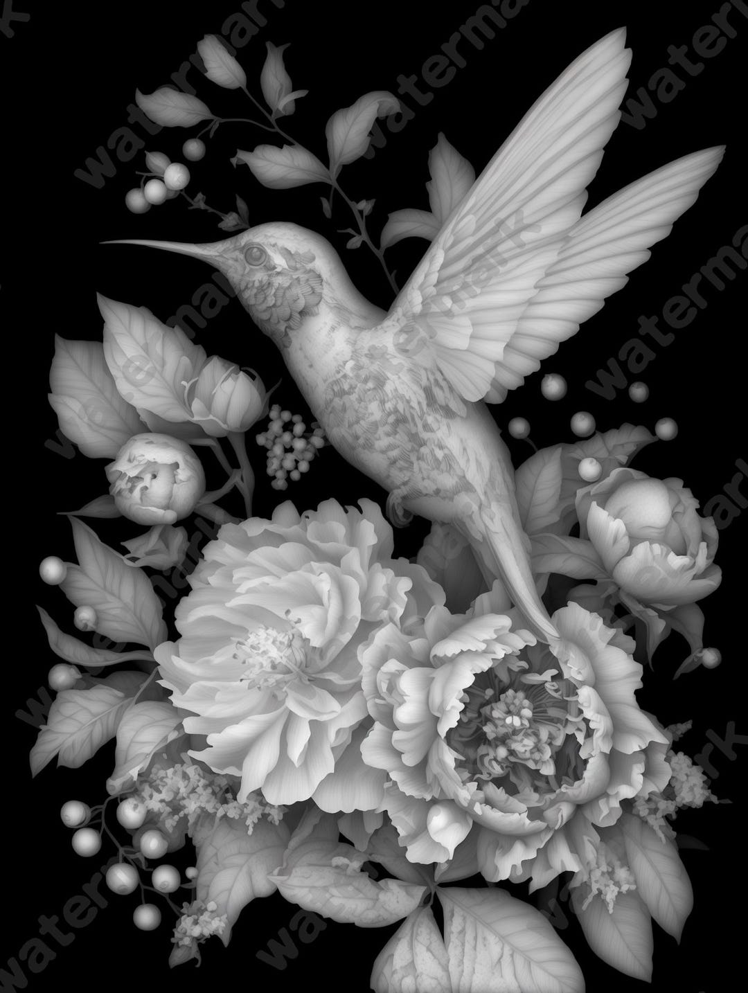 Hummingbird 3D Laser Engraving Depth Map: High-resolution PNG File - Etsy