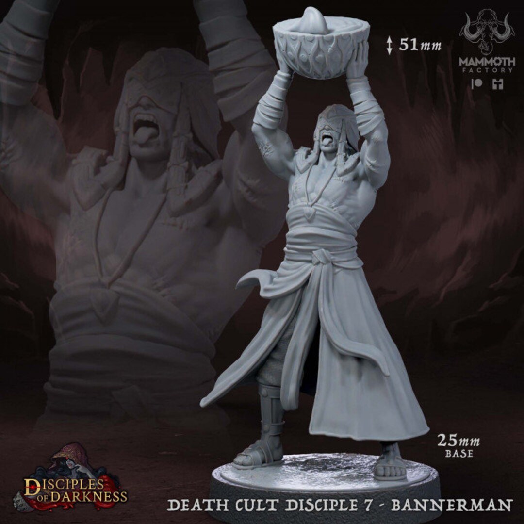 Death Cult Disciple Bannerman Mammoth Factory Dnd Fantasy Miniature - Etsy